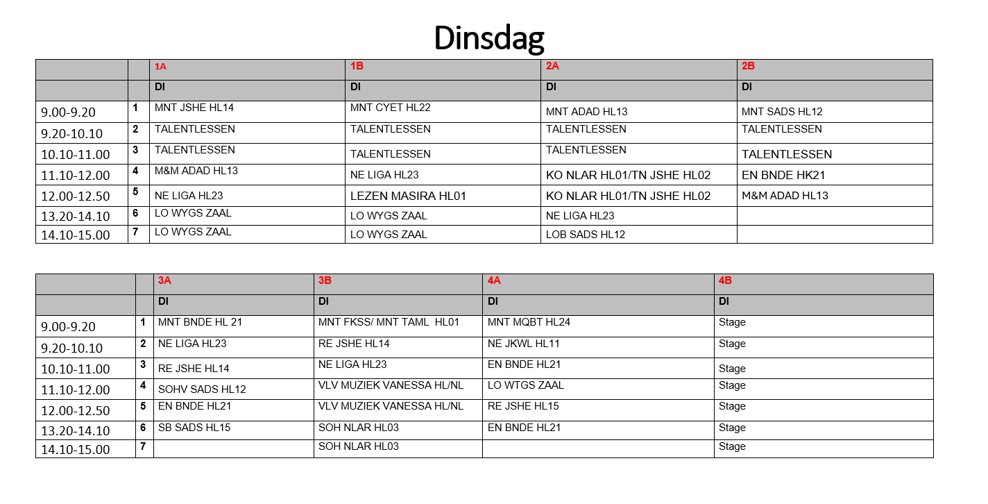 Weekrooster - Hogelant