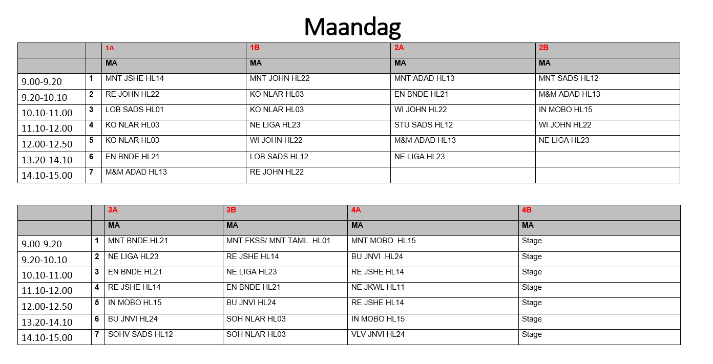 Weekrooster - Hogelant