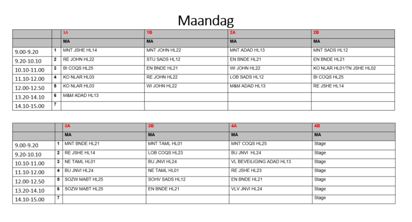 Weekrooster - Hogelant
