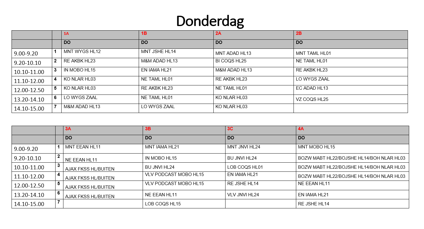 Weekrooster - Hogelant